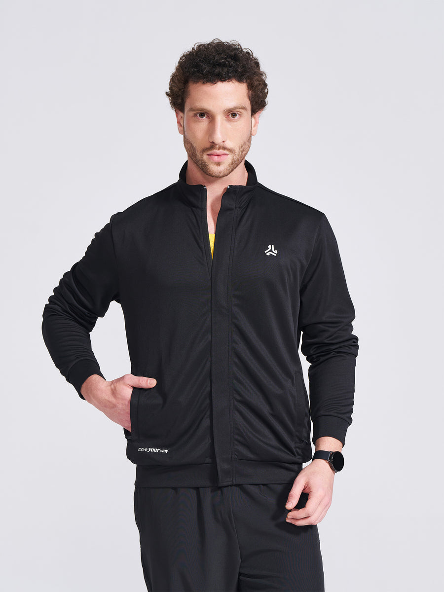 Men's Black Solid Stand Collar Jacket – Campus Shoes