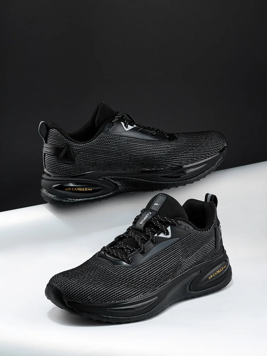 Buy PREXTON Black Grey Men's Running Shoes – Campus Shoes