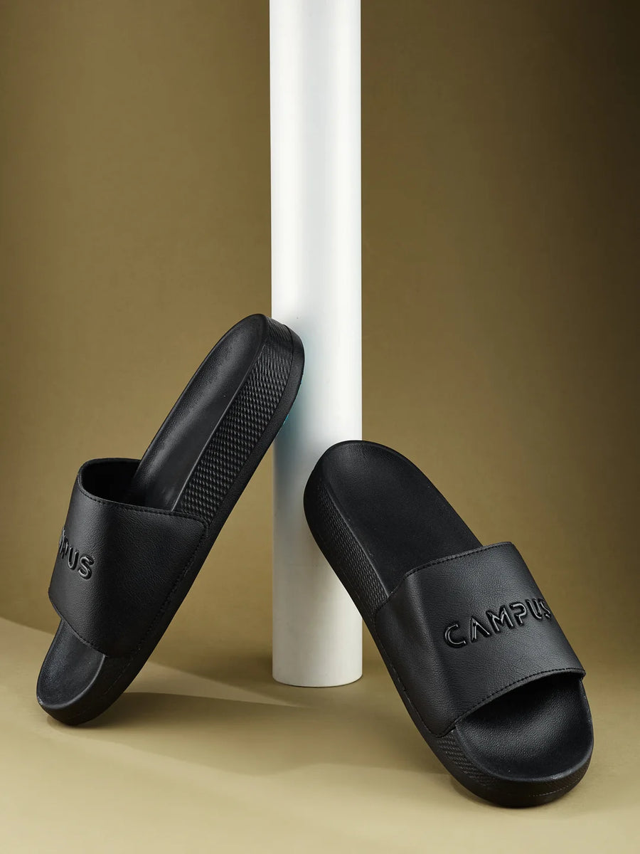 SL-457 Black Men's Slides – Campus Shoes